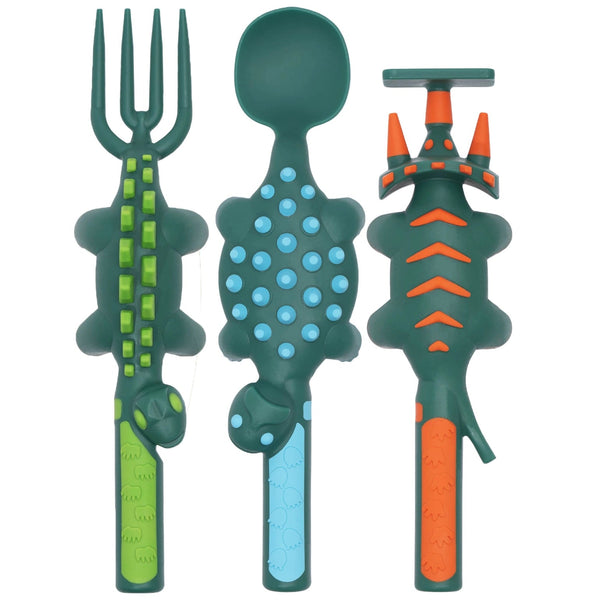 Constructive Eating Utensil Set: Dino, Green – Zest Billings, LLC